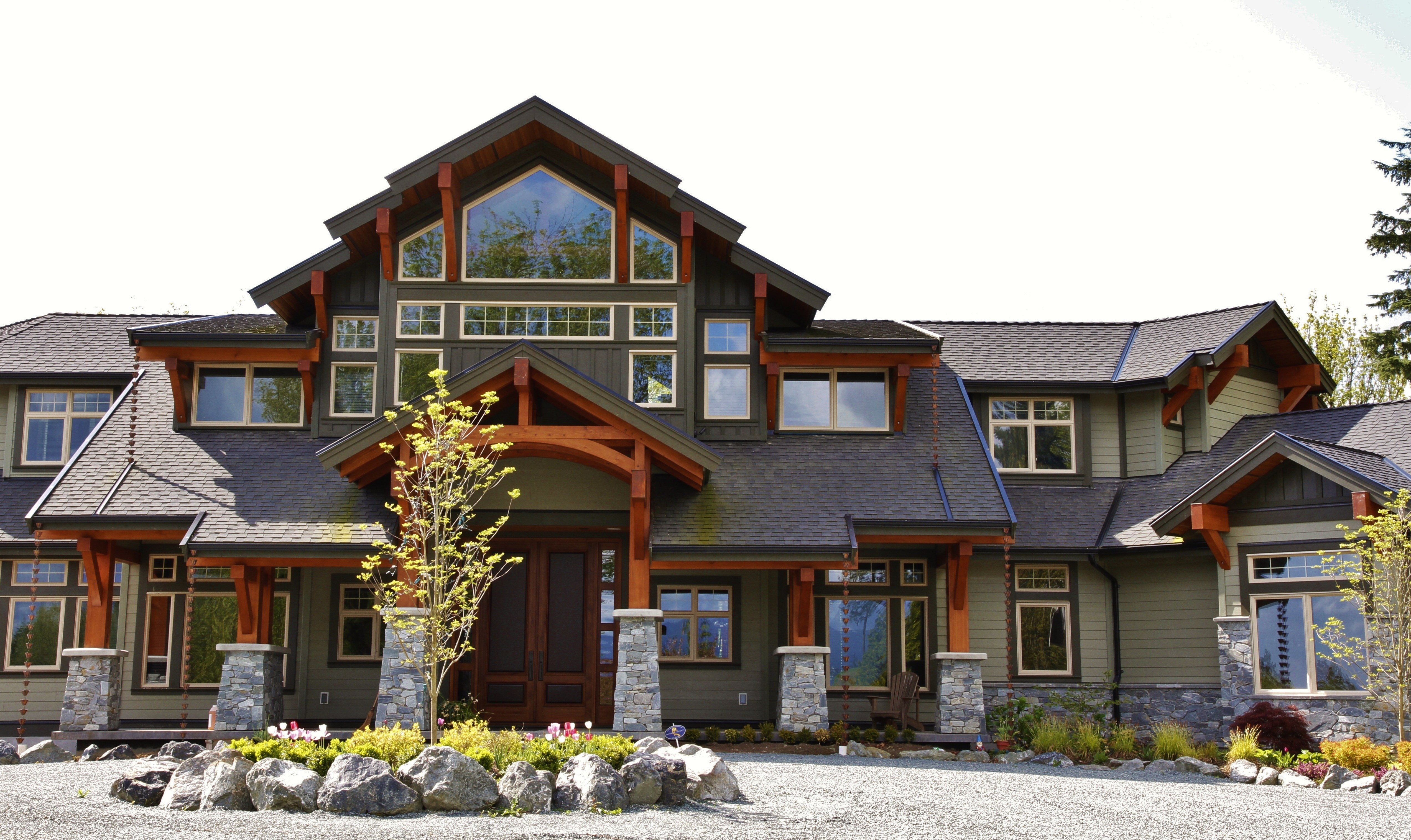 Timber Frame Home With Stone Posts | K2 Stone