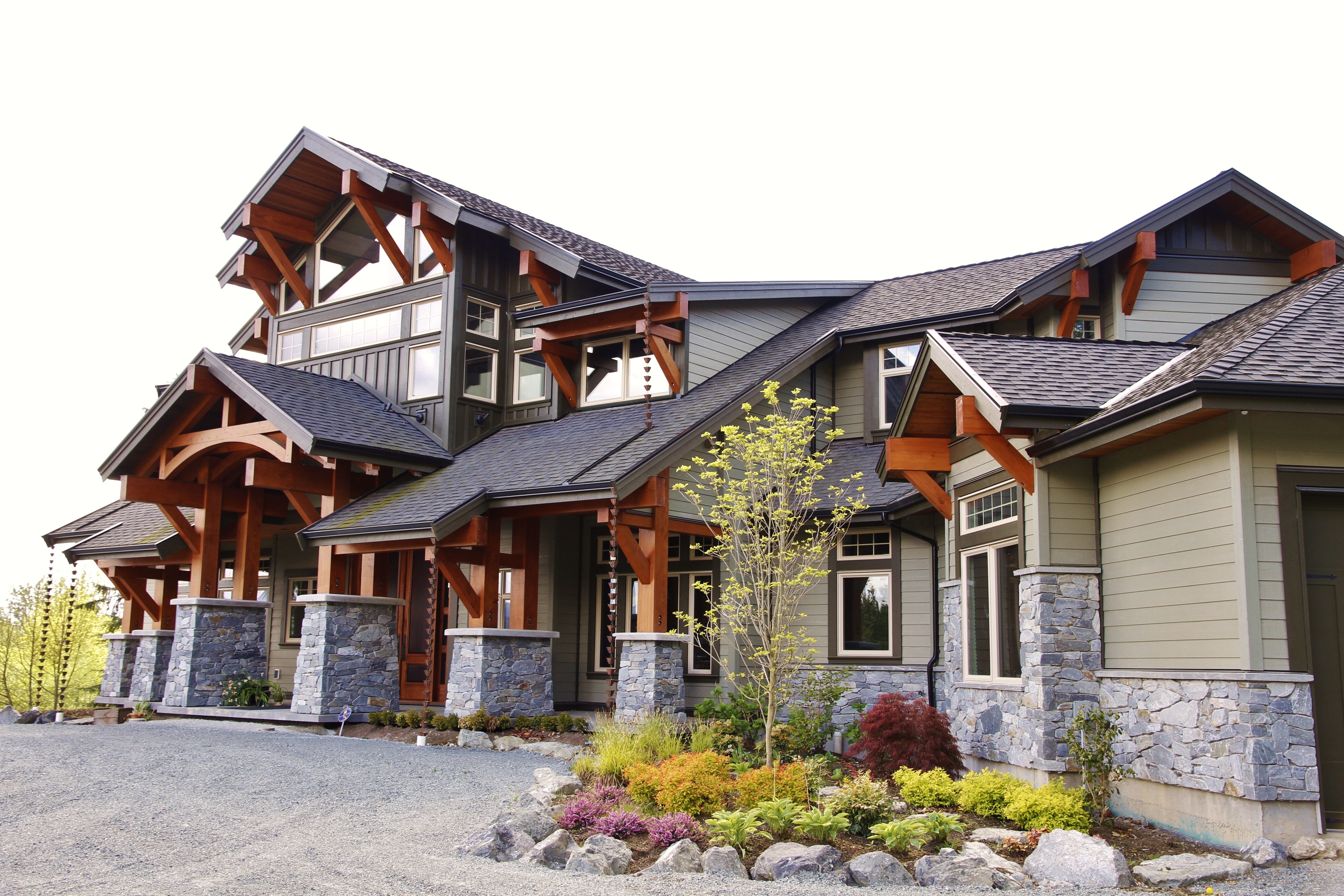 Timber Frame Home with Stone Wainscot | K2 Stone