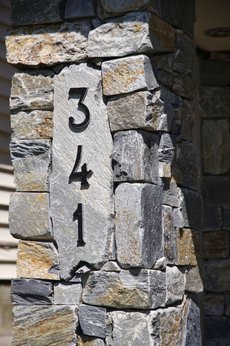Custom House Number on Stone Column