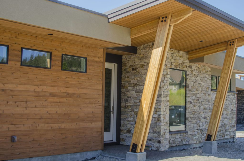 Linear Design with Stone Exterior