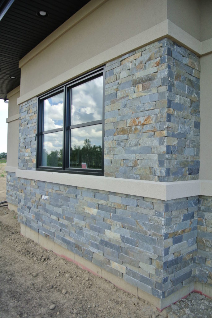Exterior Stucco Accents with Natural Stone